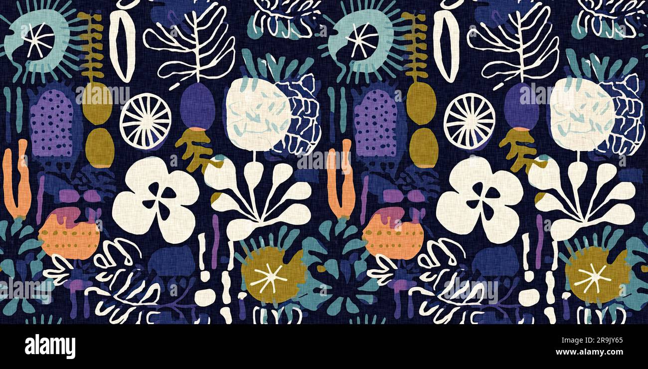 Modern fun pattern clash fabric border print for summer beach textile ...