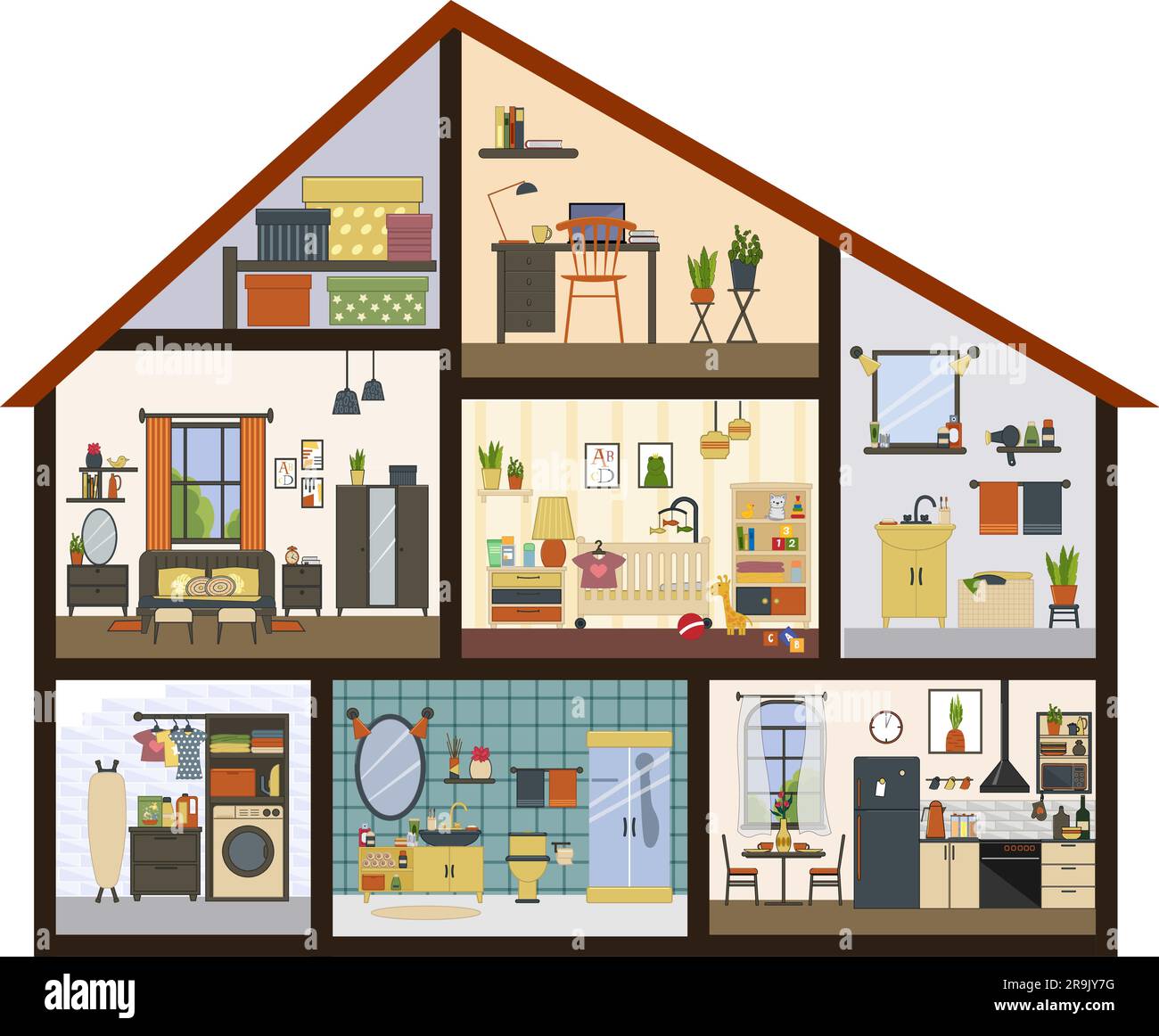 Attic bedroom Stock Vector Images - Alamy