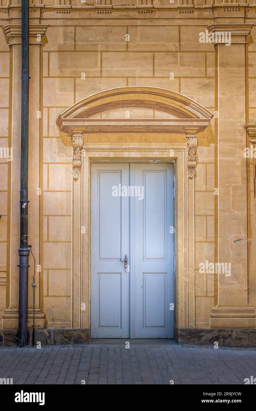 Old baroque frront door to an historic palace in Bavaria Stock Photo ...
