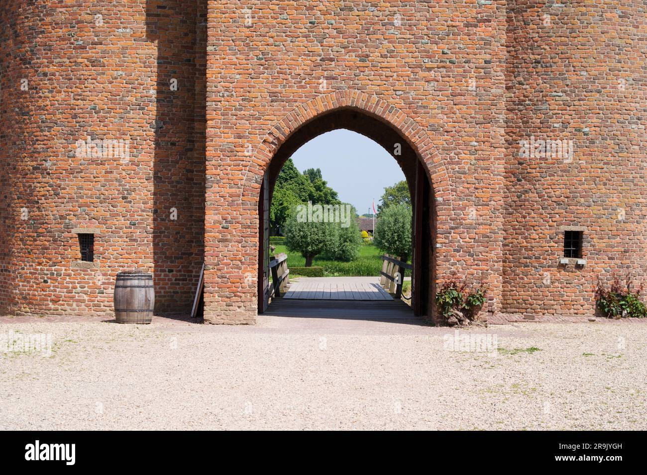 Entrance of medieval castle Doornenburg in Doornenburg in the ...