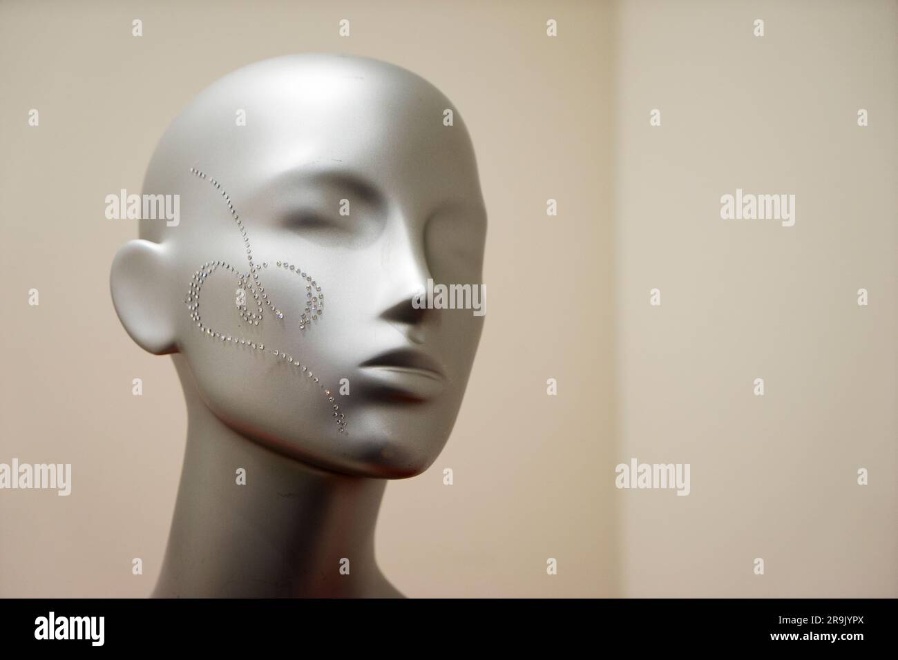 Close-up of a plastic mannequin head in a shop window Stock Photo - Alamy