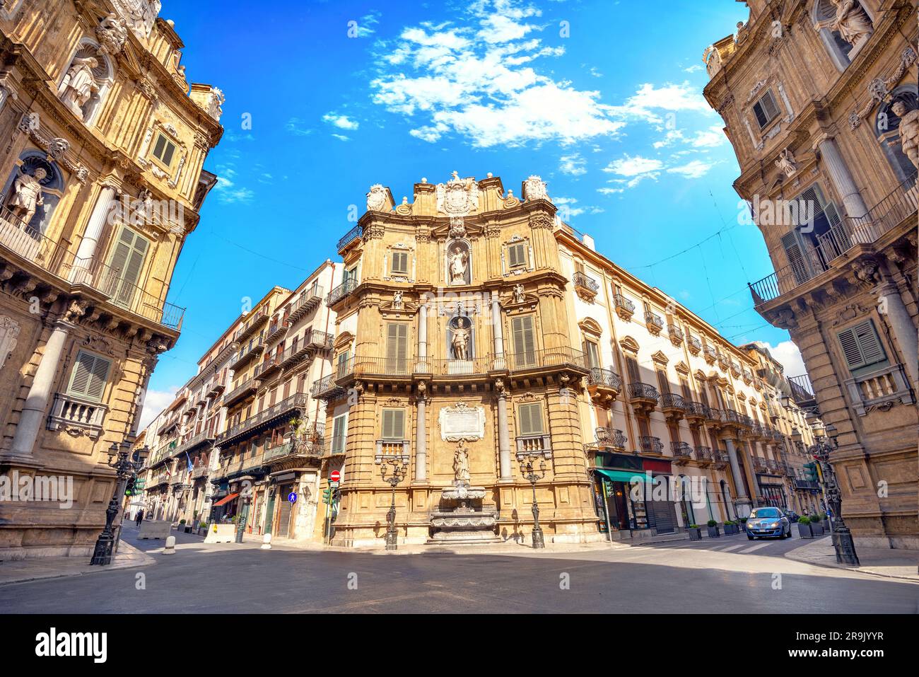 Cityscape with historical buildings and crossing streets on Quattro ...