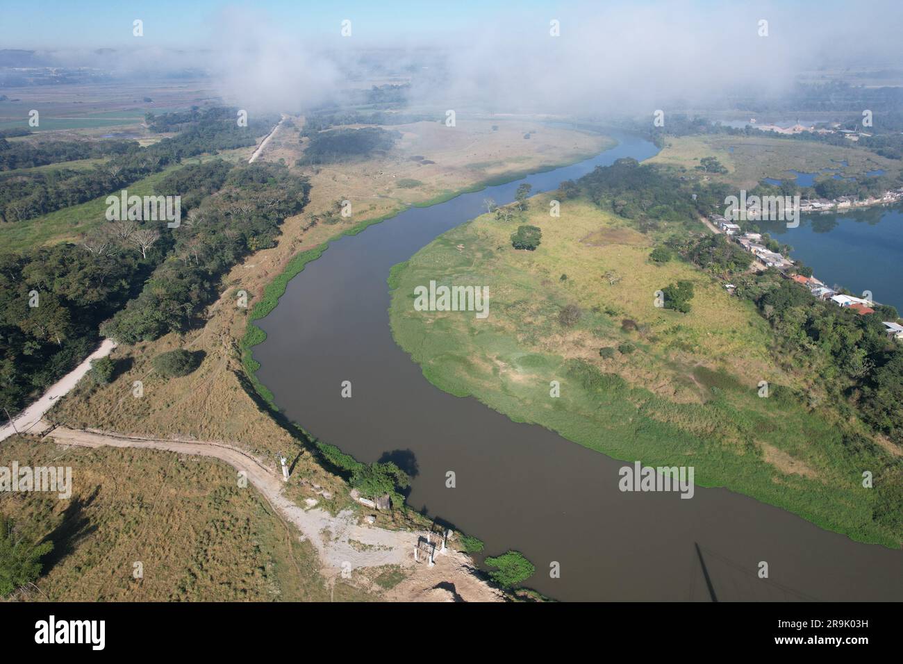 Aerial view of the Paraiba River in the Paraiba Valley, Sao Paulo ...