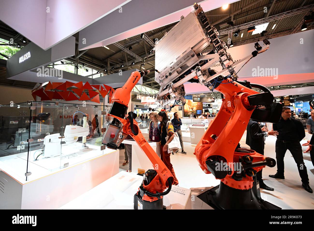 Munich, Germany. 27th June, 2023. Robot arms from KUKA can be seen at ...