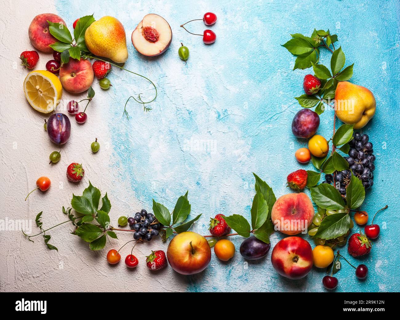 Still life of various fruits and berries . Top view Stock Photo - Alamy