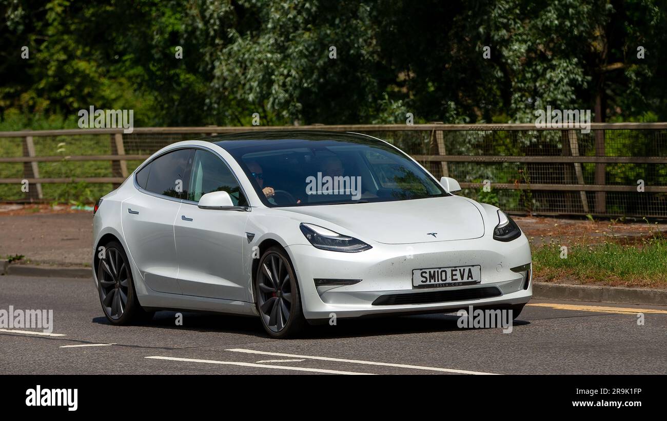 Milton Keynes,UK - June 23rd 2023: 2020 white TESLA MODEL 3 PERFORMANCE ...