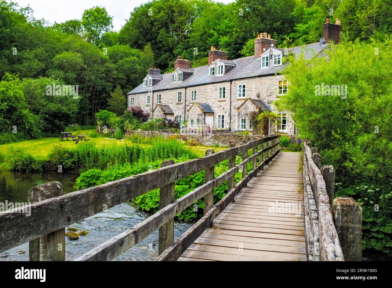 Charming Derbyshire cottage at Chee Dale with wooden bridge over the ...