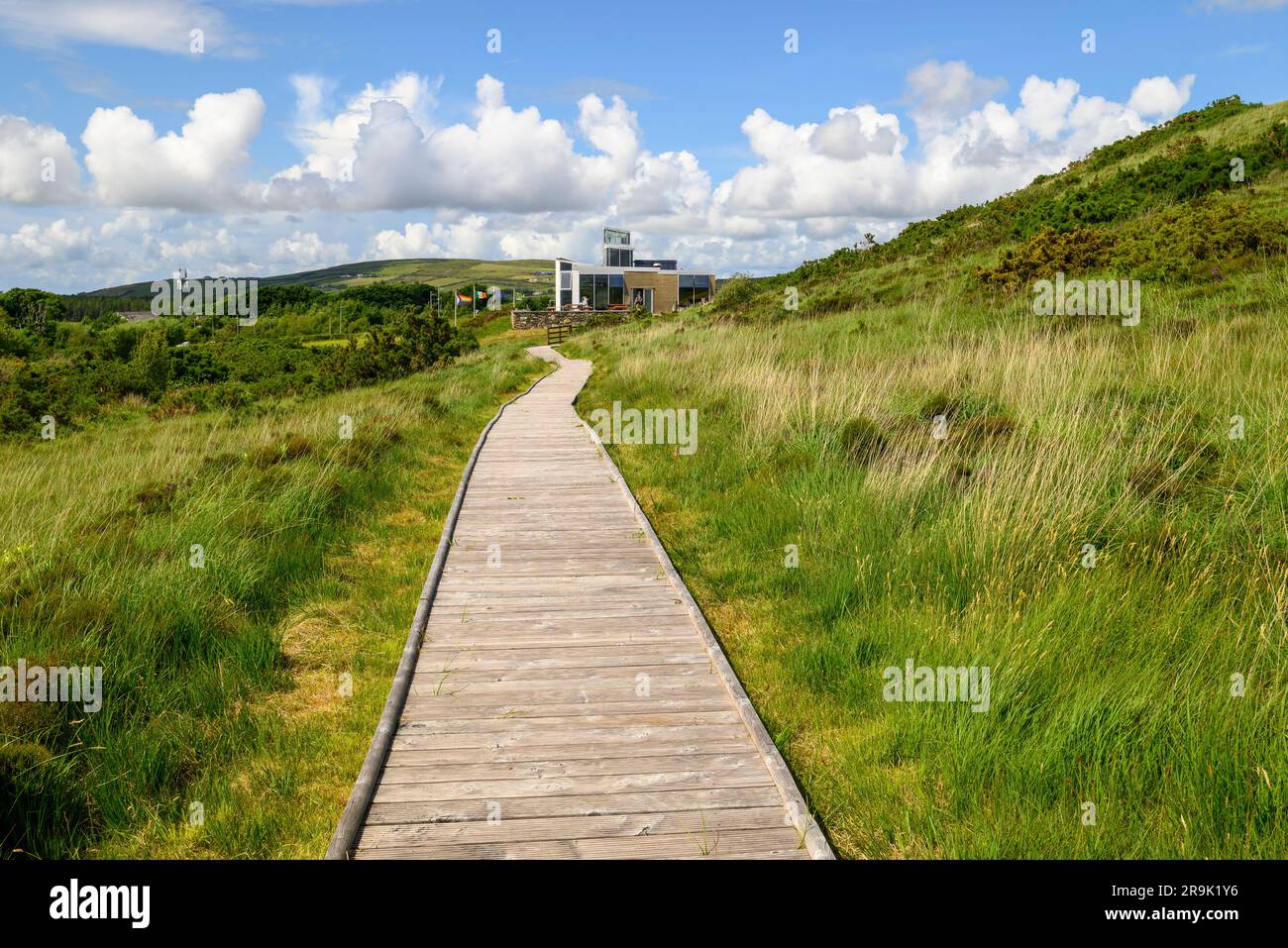 Boarded walkway on a nature trail leading to the Ballycroy National ...