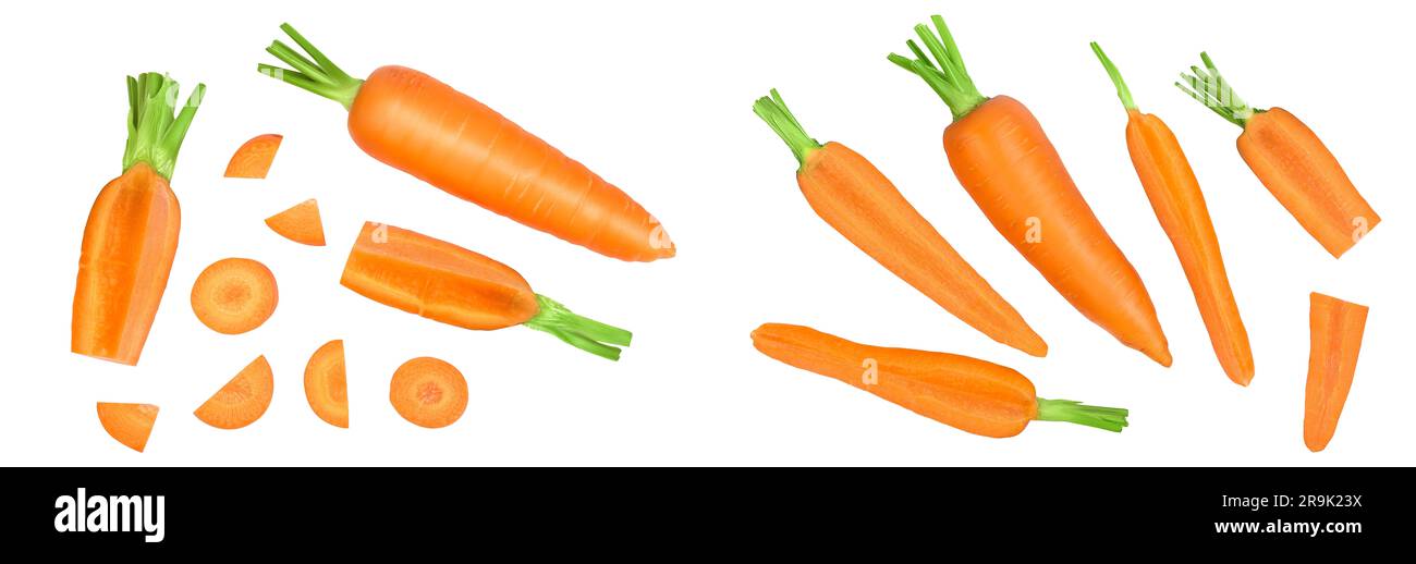 Carrot isolated on white background with full depth of field. Top view ...