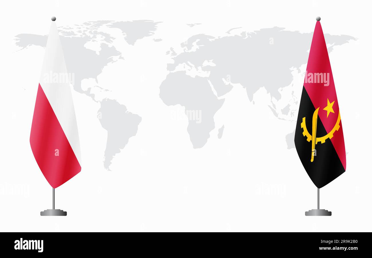 Poland and Angola flags for official meeting against background of ...