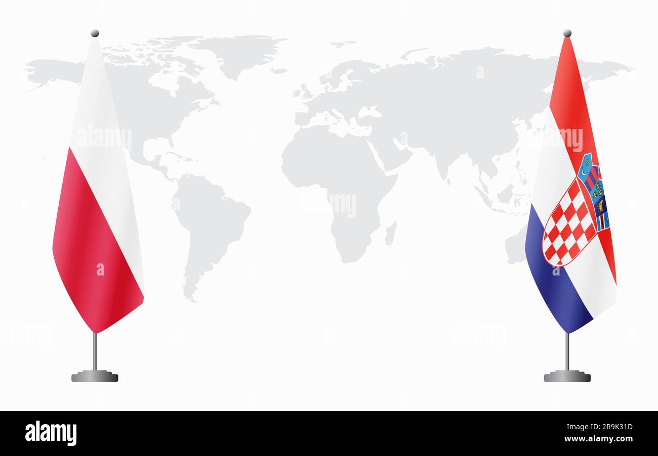 Poland and Croatia flags for official meeting against background of ...
