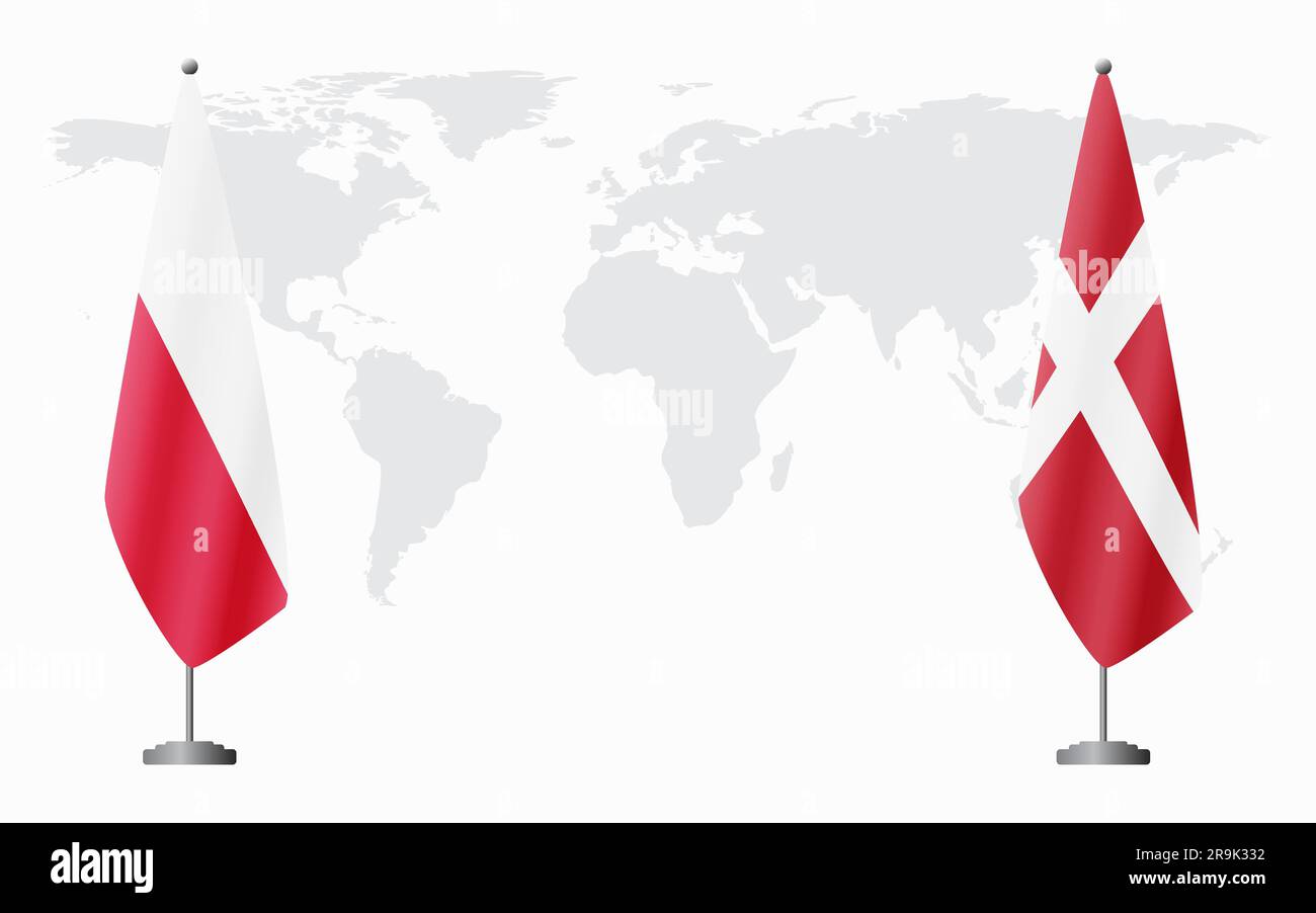 Poland and Denmark flags for official meeting against background of ...