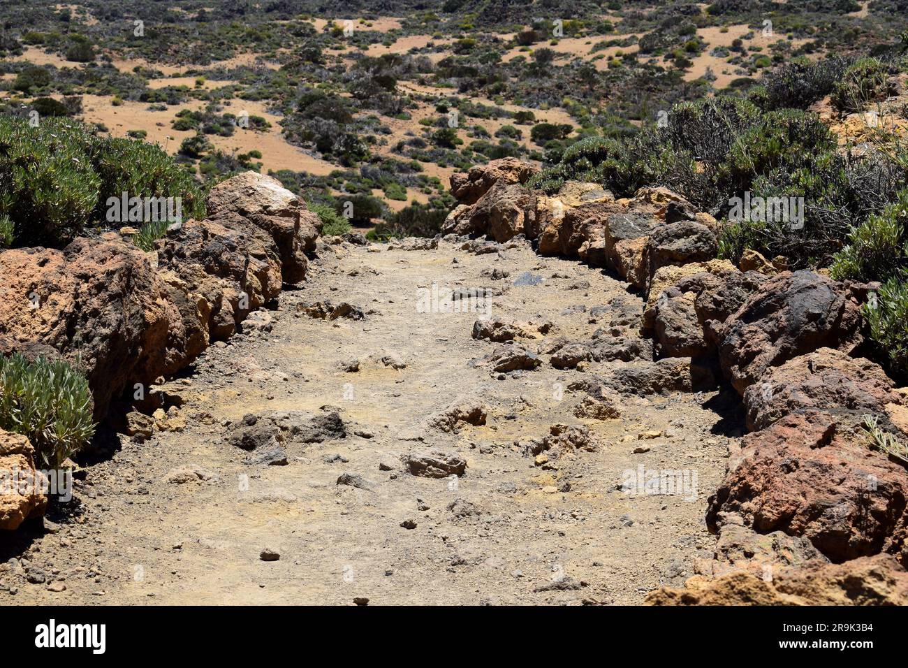 Rocky hiking trail into nowhere, Teide National Park, Canary Islands ...