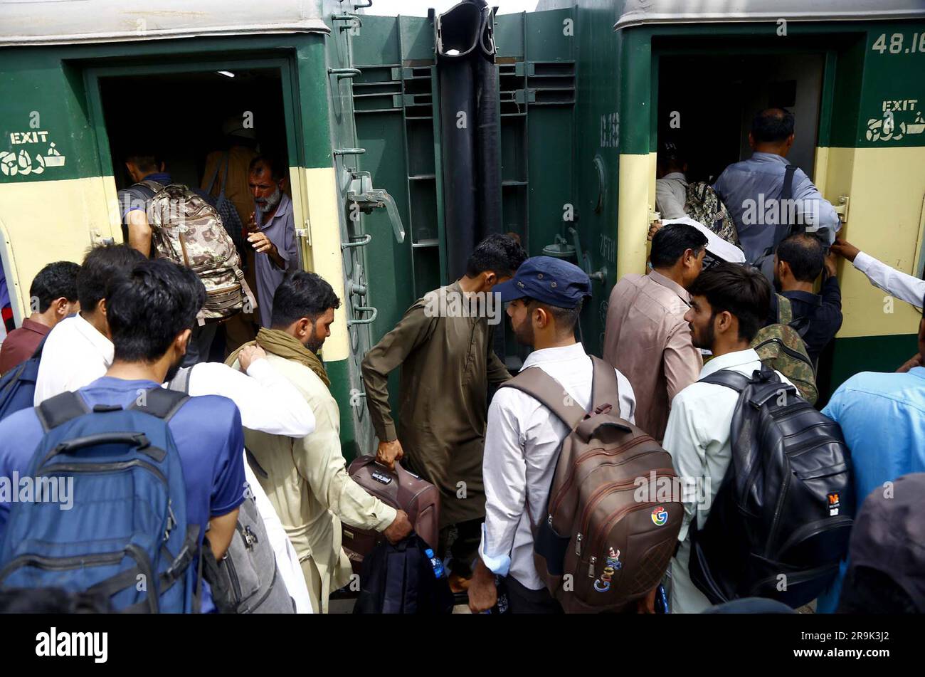 Karachi, Pakistan, June 27, 2023. A large numbers of people gather for ...