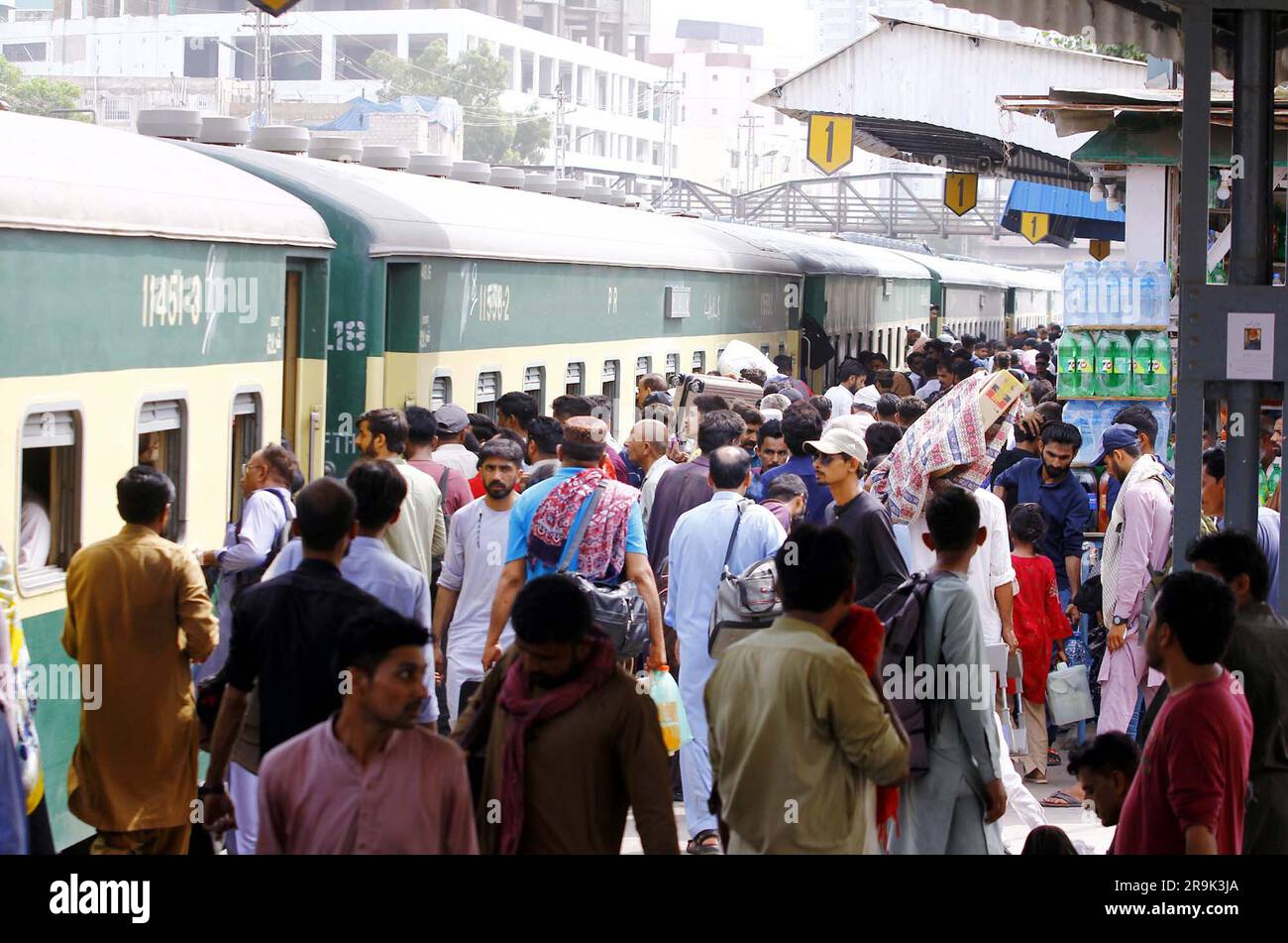Karachi, Pakistan, June 27, 2023. A large numbers of people gather for ...