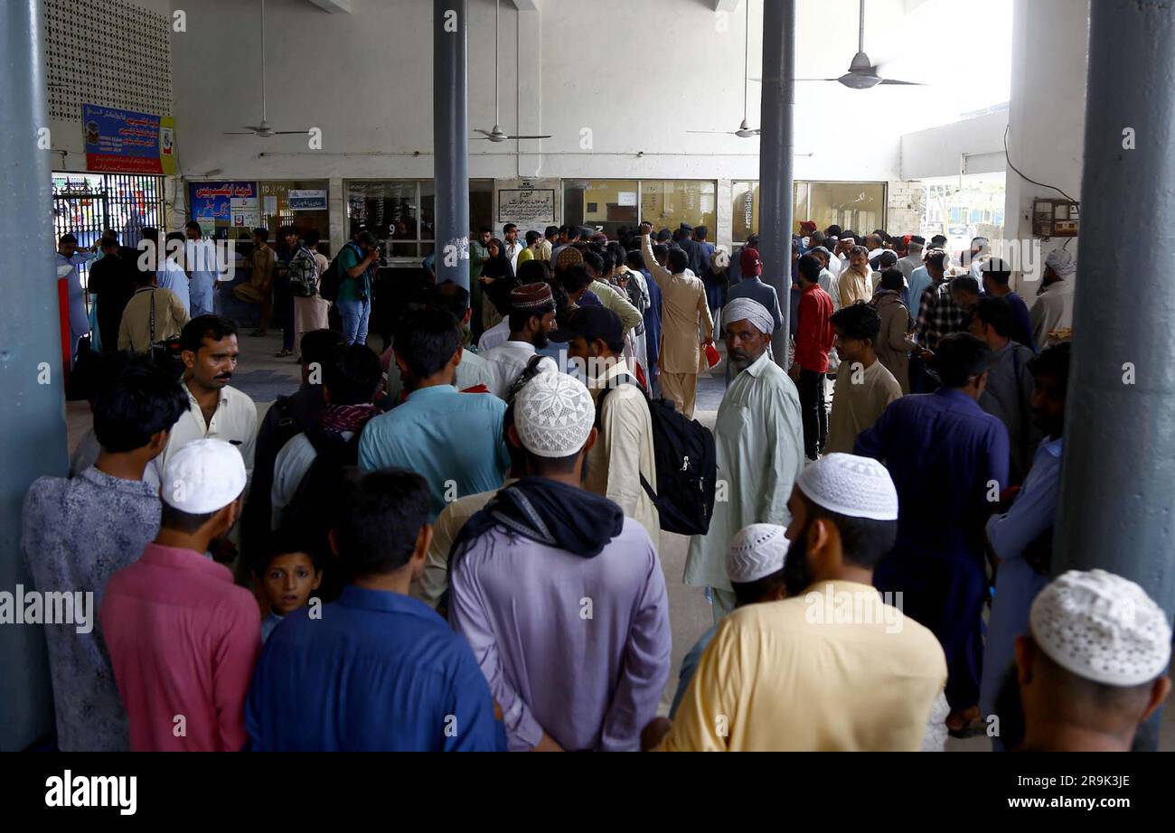 Karachi, Pakistan, June 27, 2023. A large numbers of people gather for ...