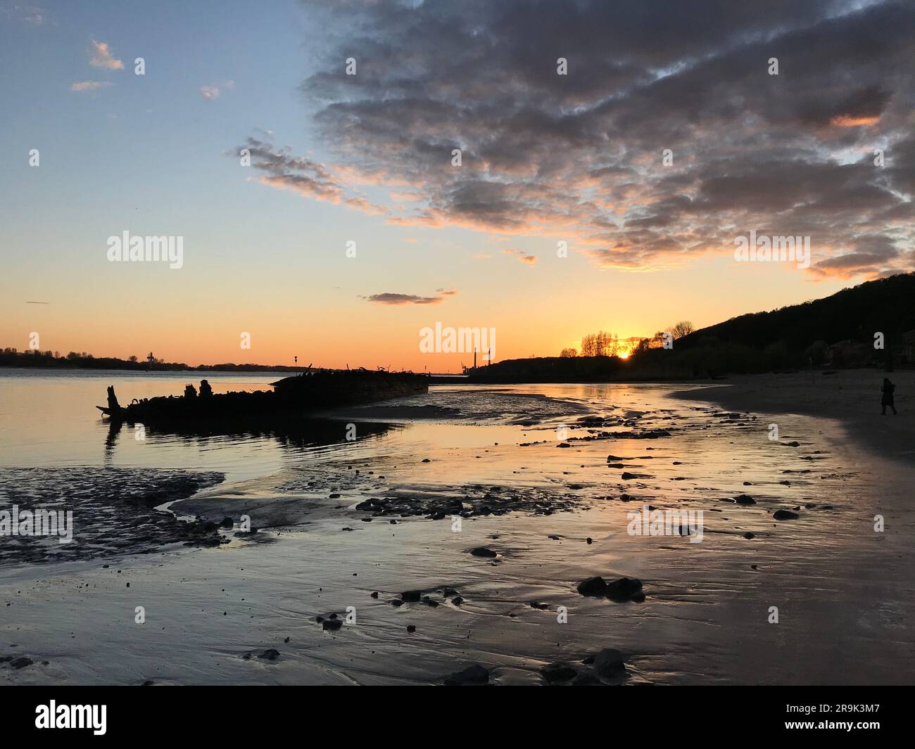 Old, stranded shipwreck on the beach. Close-up of an ancient ship ...