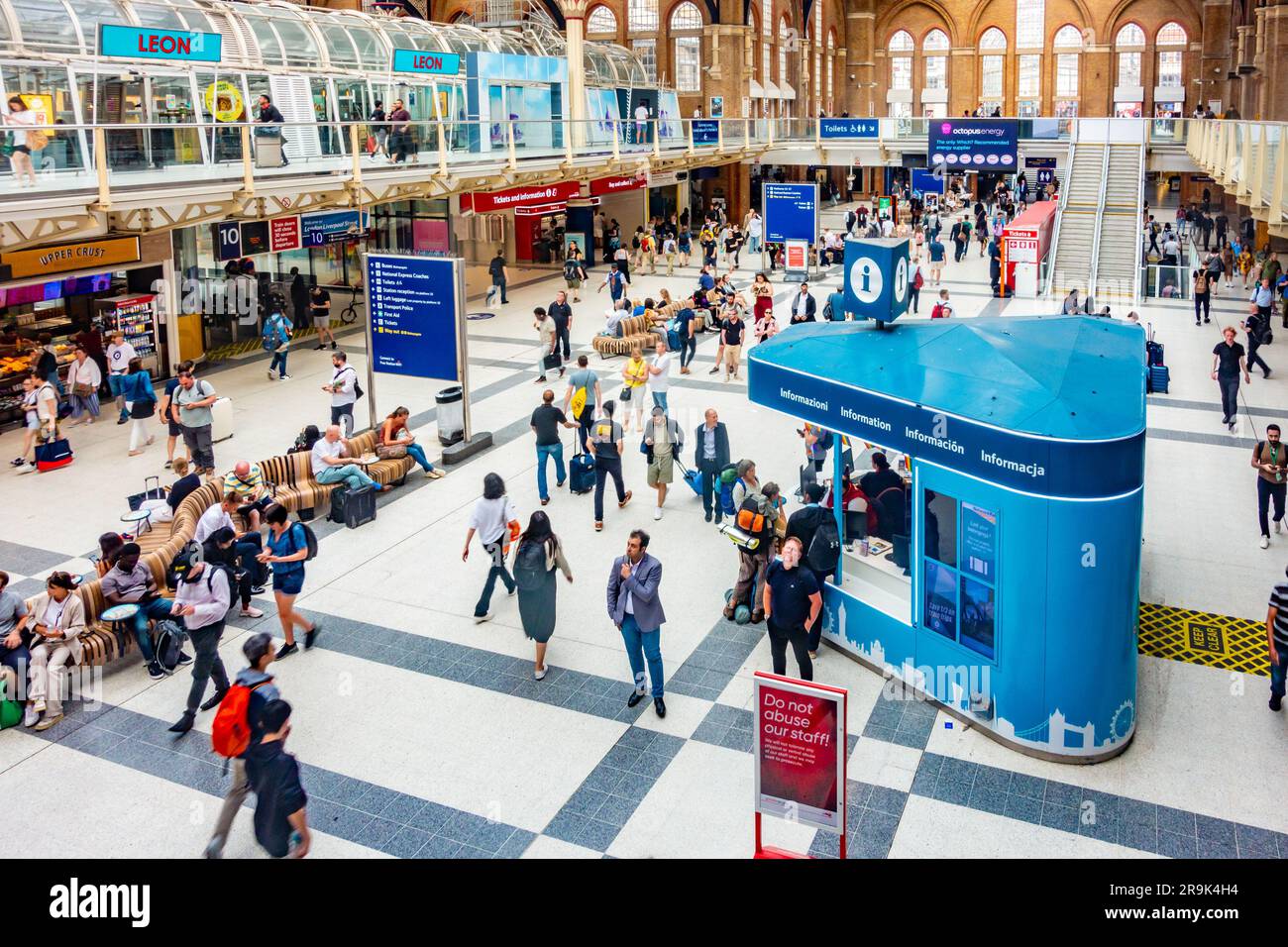 Customer Information desk in a busy concourse area at Liverpool Street ...