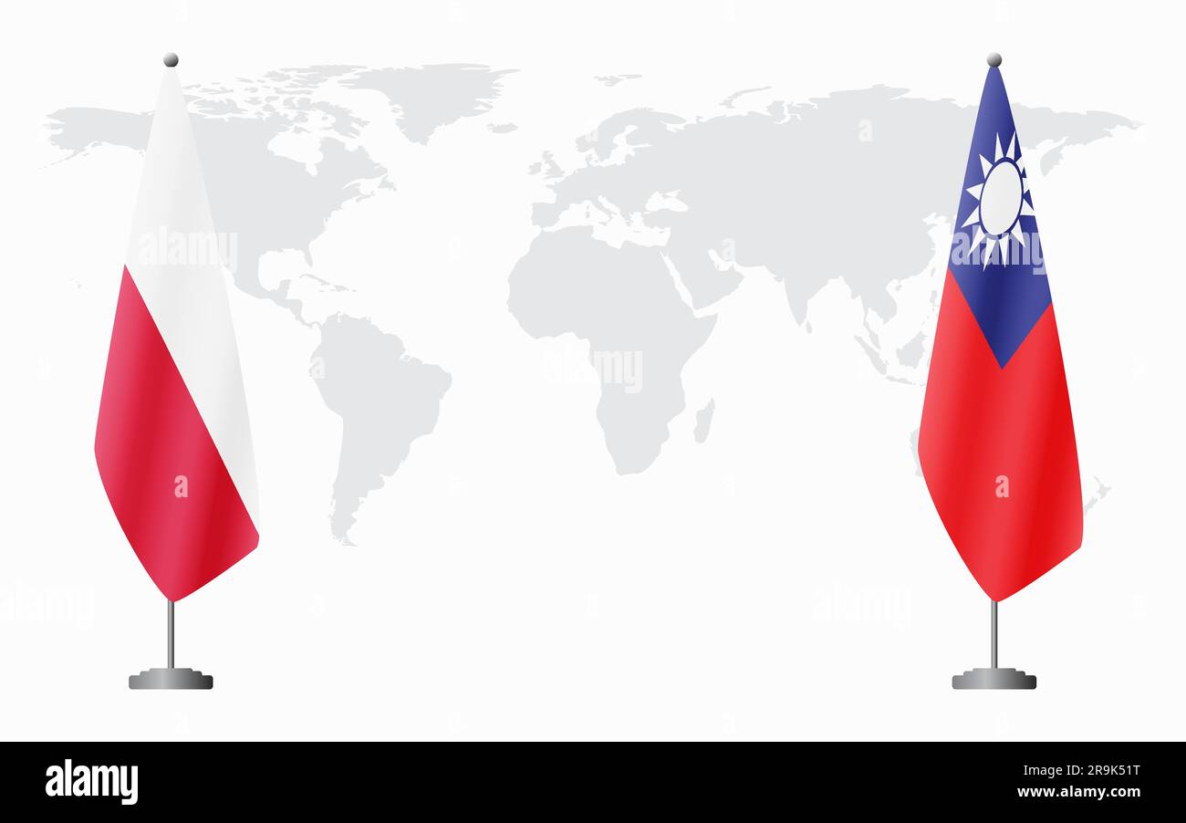 Poland and Taiwan flags for official meeting against background of ...