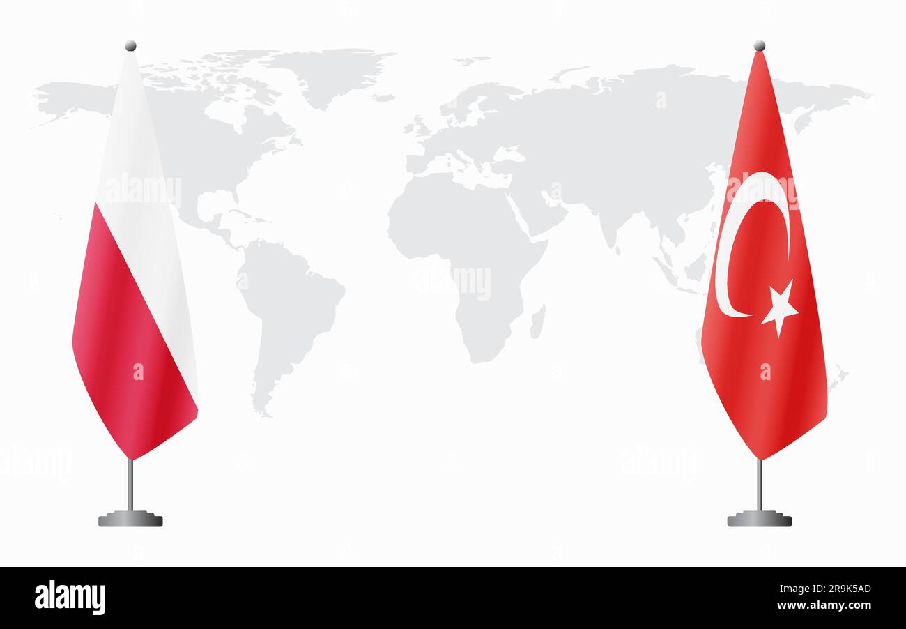 Poland and Turkey flags for official meeting against background of ...
