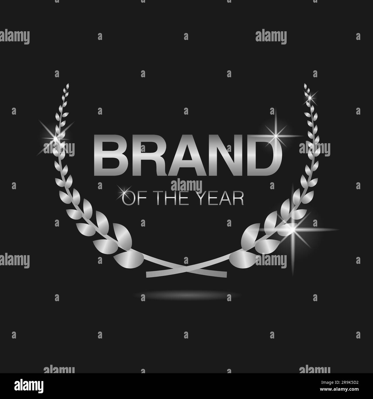 Brand of the year Silver laurel wreath label Stock Vector Image & Art ...