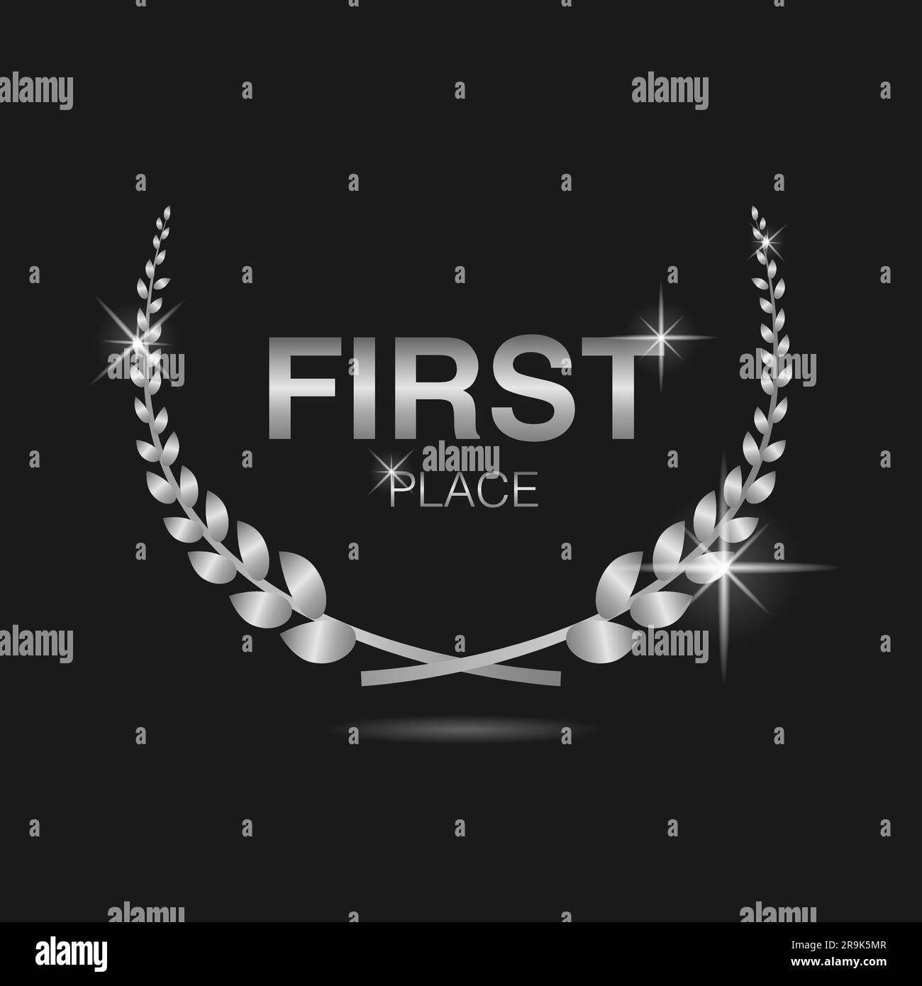 First place silver laurel wreath symbol Stock Vector Image & Art - Alamy