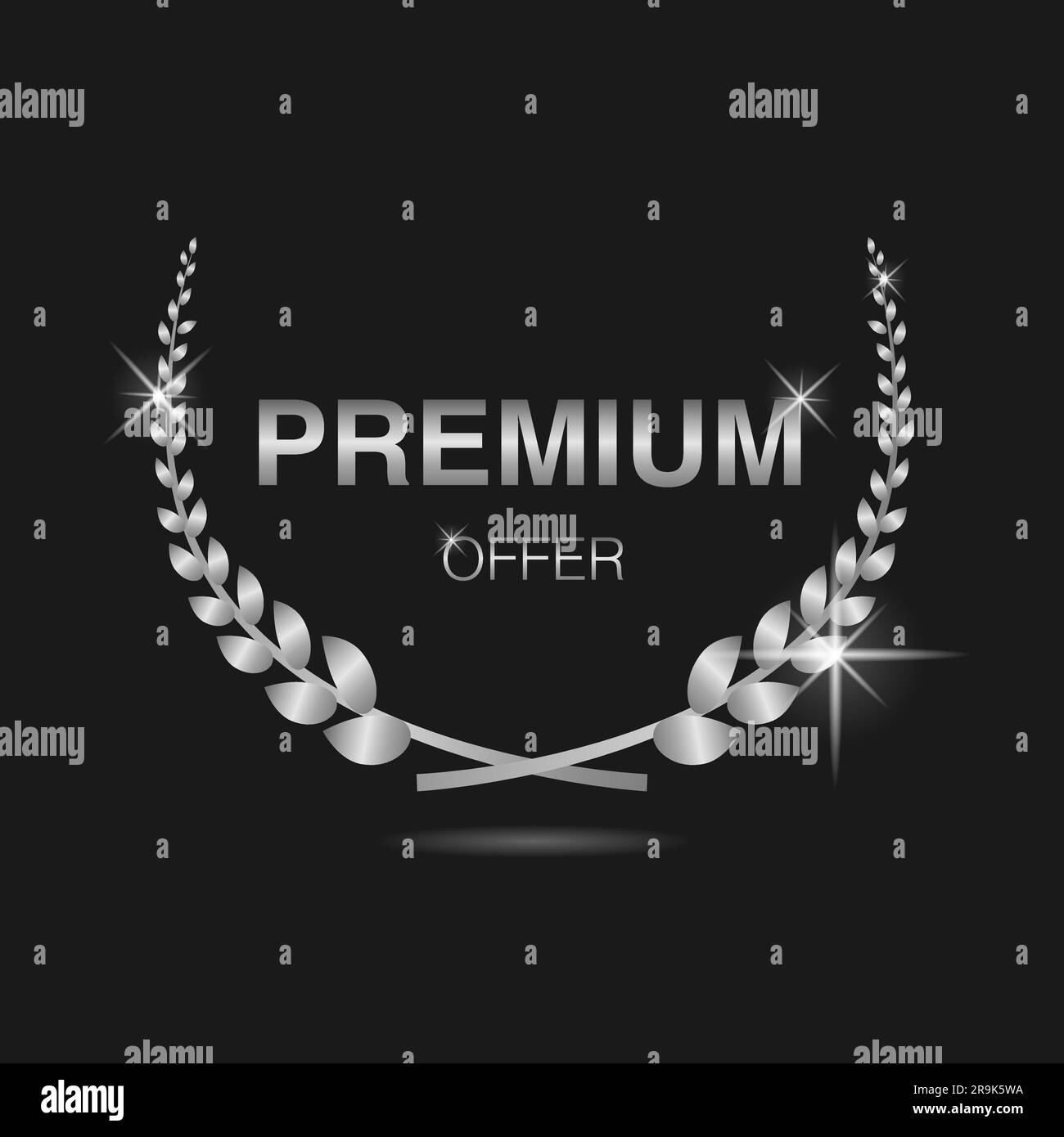 Premium offer silver laurel wreath vector label Stock Vector Image ...