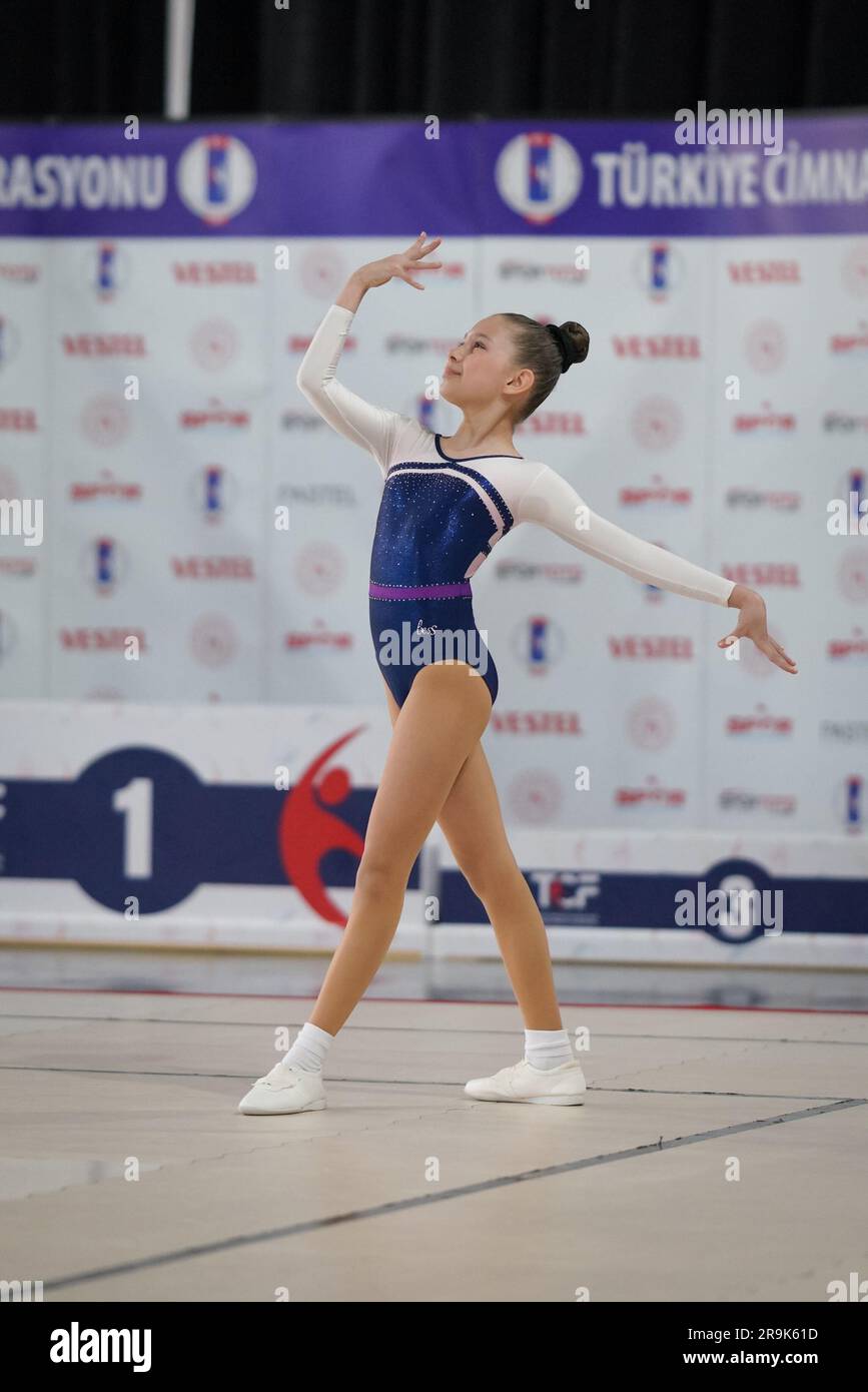 ISTANBUL, TURKIYE - APRIL 01, 2023: Undefined athlete performs during ...