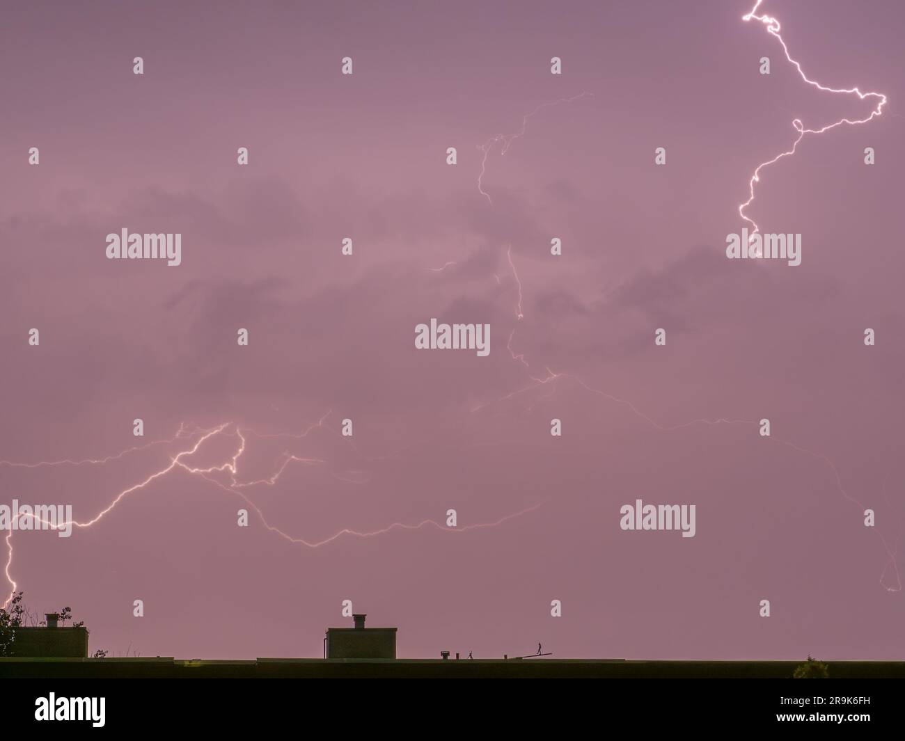 Thunderstorms in the night sky. Thunderstorm at night Stock Photo - Alamy