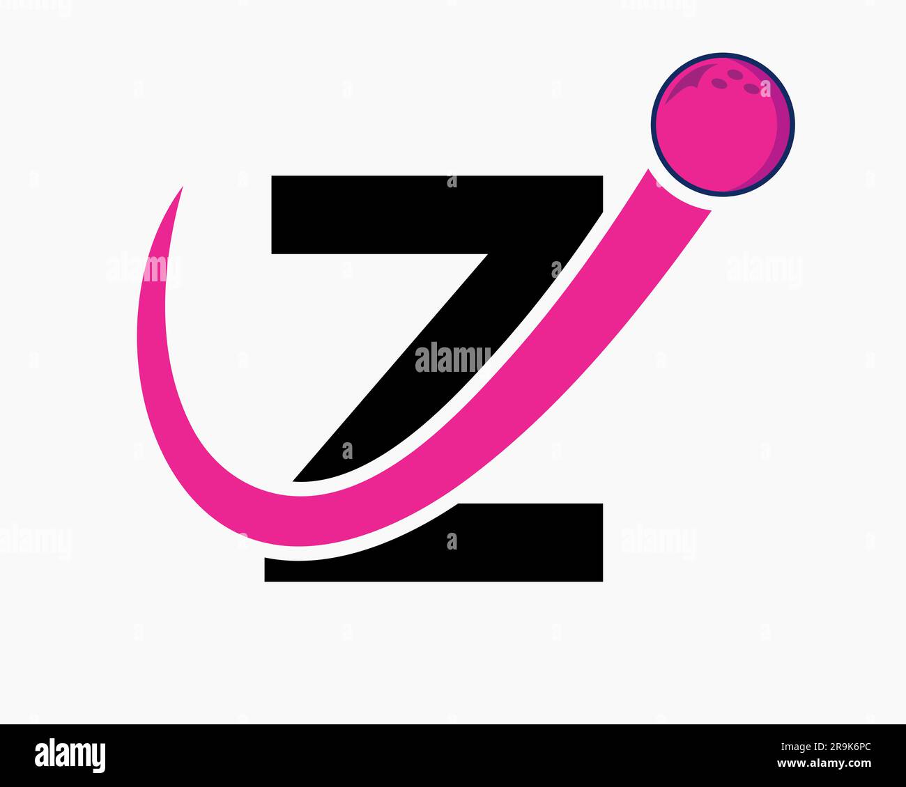 Letter Z Bowling Logo. Bowling Ball Symbol With Moving Ball Icon Stock ...