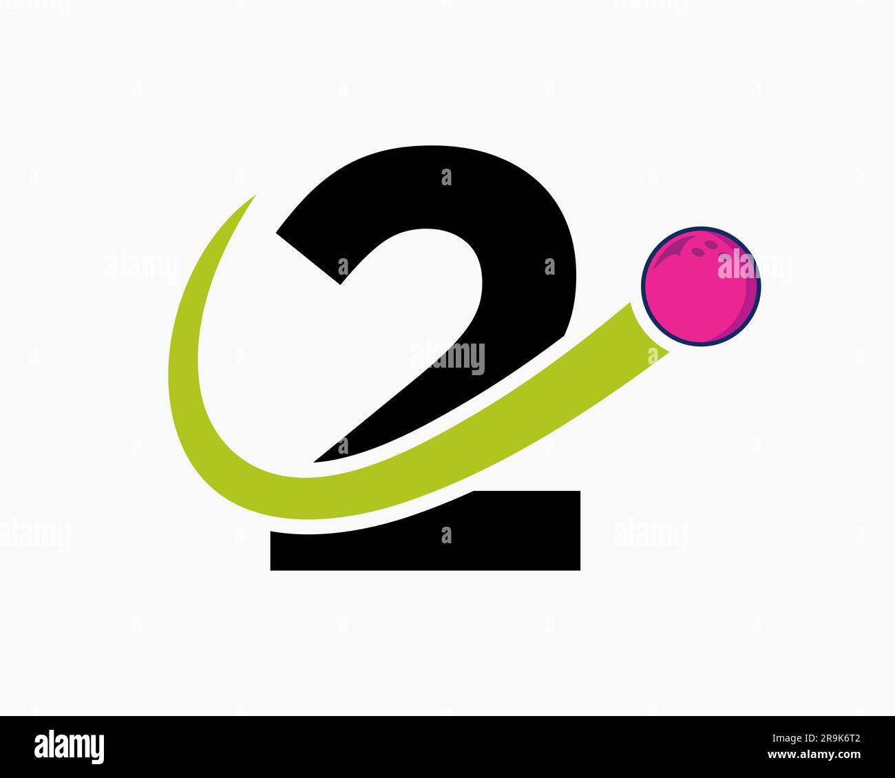 Letter 2 Bowling Logo. Bowling Ball Symbol With Moving Ball Icon Stock ...