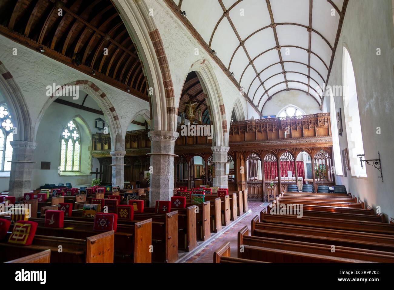 Interior of village parish church of Saint Paul de Leon, Staverton ...