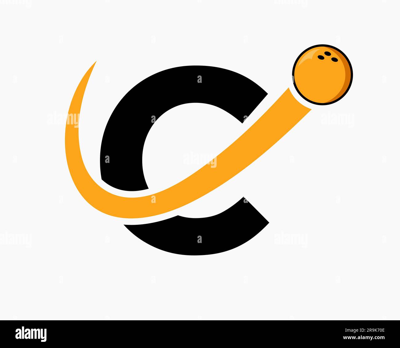Letter C Bowling Logo. Bowling Ball Symbol With Moving Ball Icon Stock ...