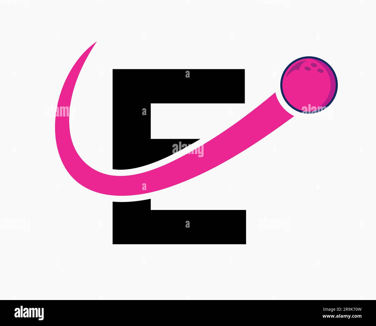 Letter E Bowling Logo. Bowling Ball Symbol With Moving Ball Icon Stock ...