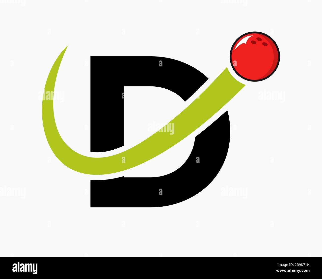 Letter D Bowling Logo. Bowling Ball Symbol With Moving Ball Icon Stock ...