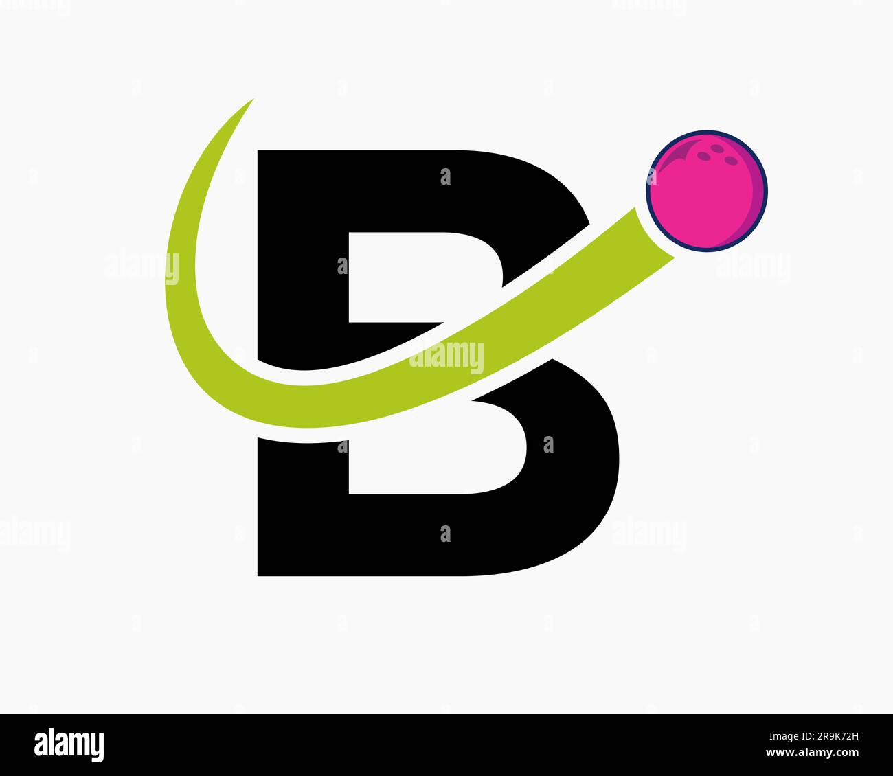Letter B Bowling Logo. Bowling Ball Symbol With Moving Ball Icon Stock ...