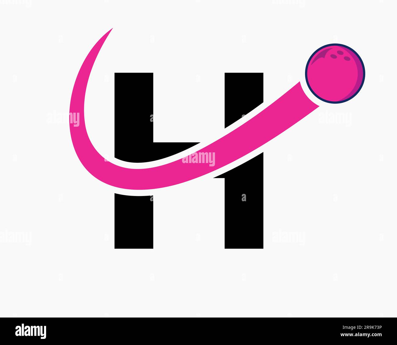 Letter H Bowling Logo. Bowling Ball Symbol With Moving Ball Icon Stock ...