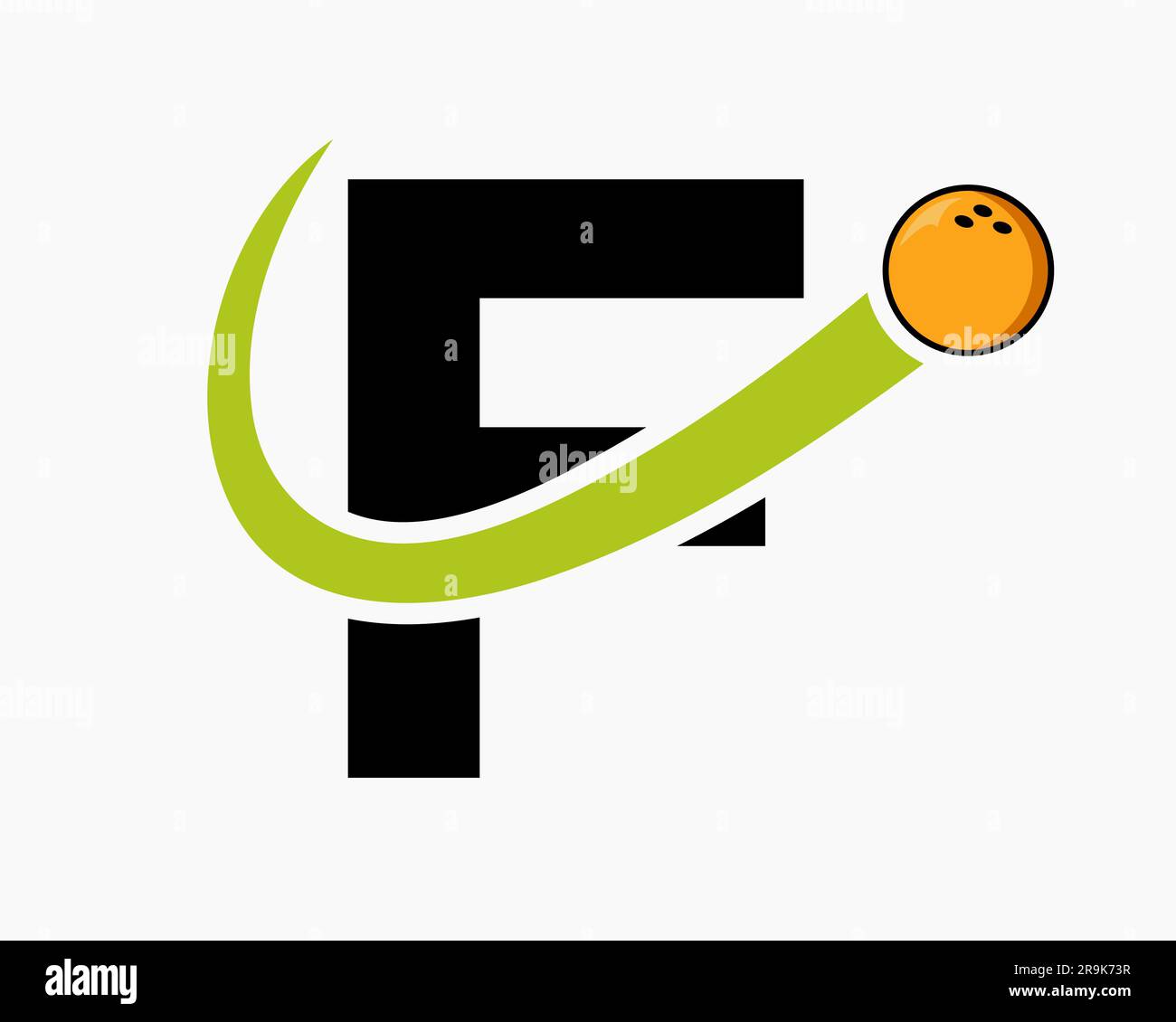 Letter F Bowling Logo. Bowling Ball Symbol With Moving Ball Icon Stock ...