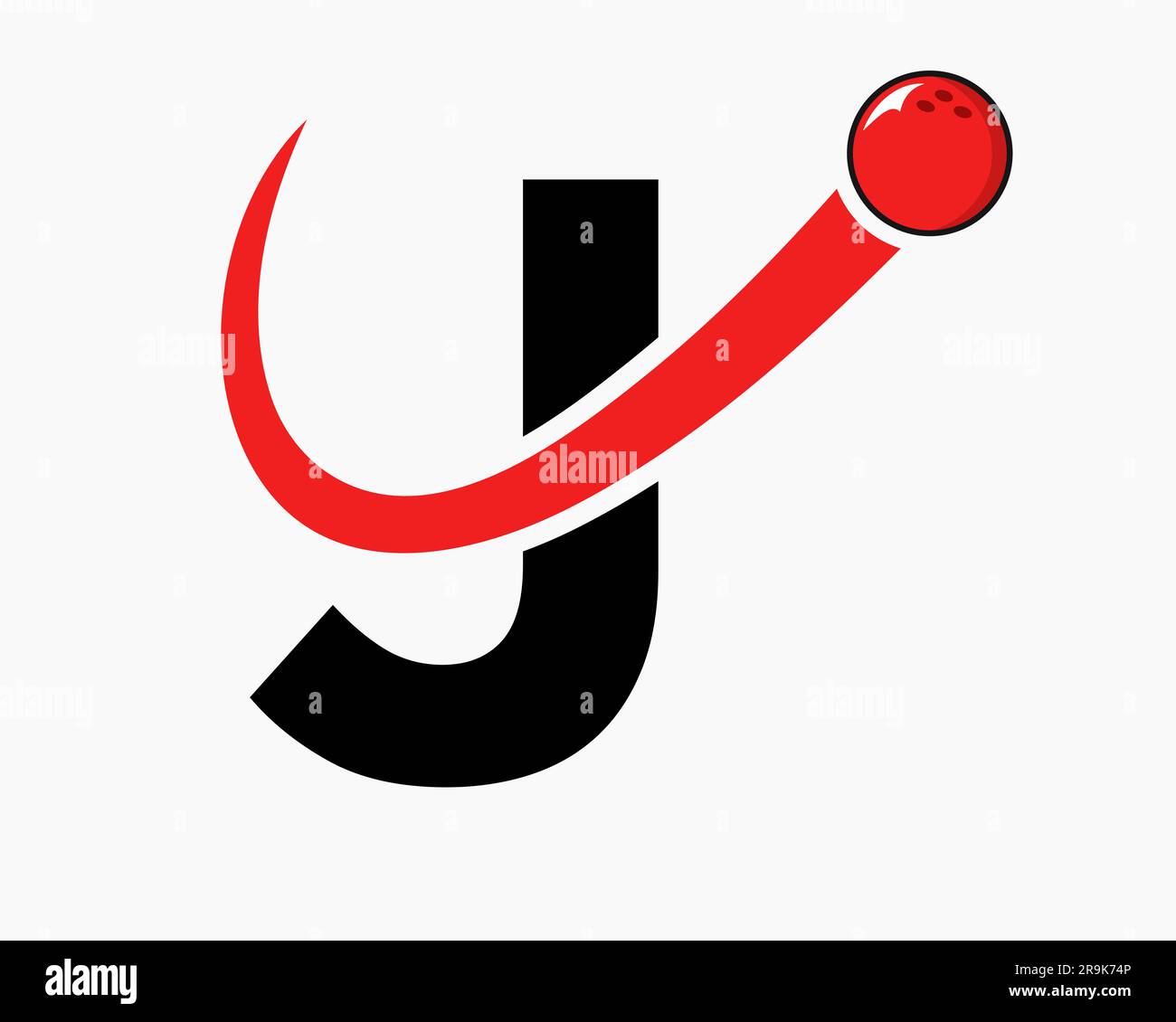 Letter J Bowling Logo. Bowling Ball Symbol With Moving Ball Icon Stock ...