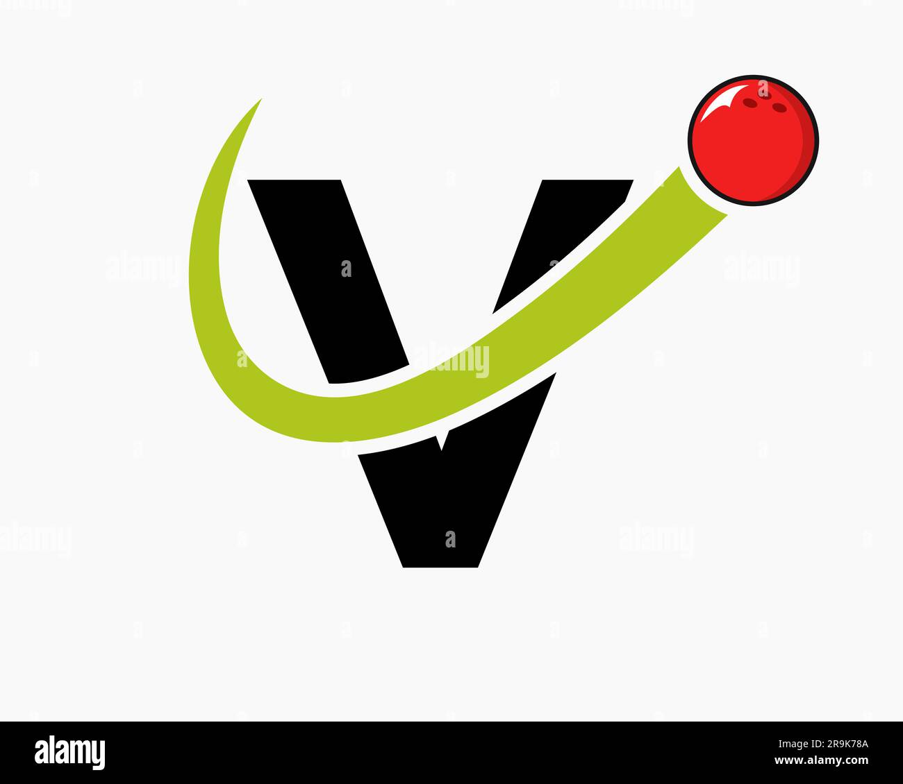 Letter V Bowling Logo. Bowling Ball Symbol With Moving Ball Icon Stock ...