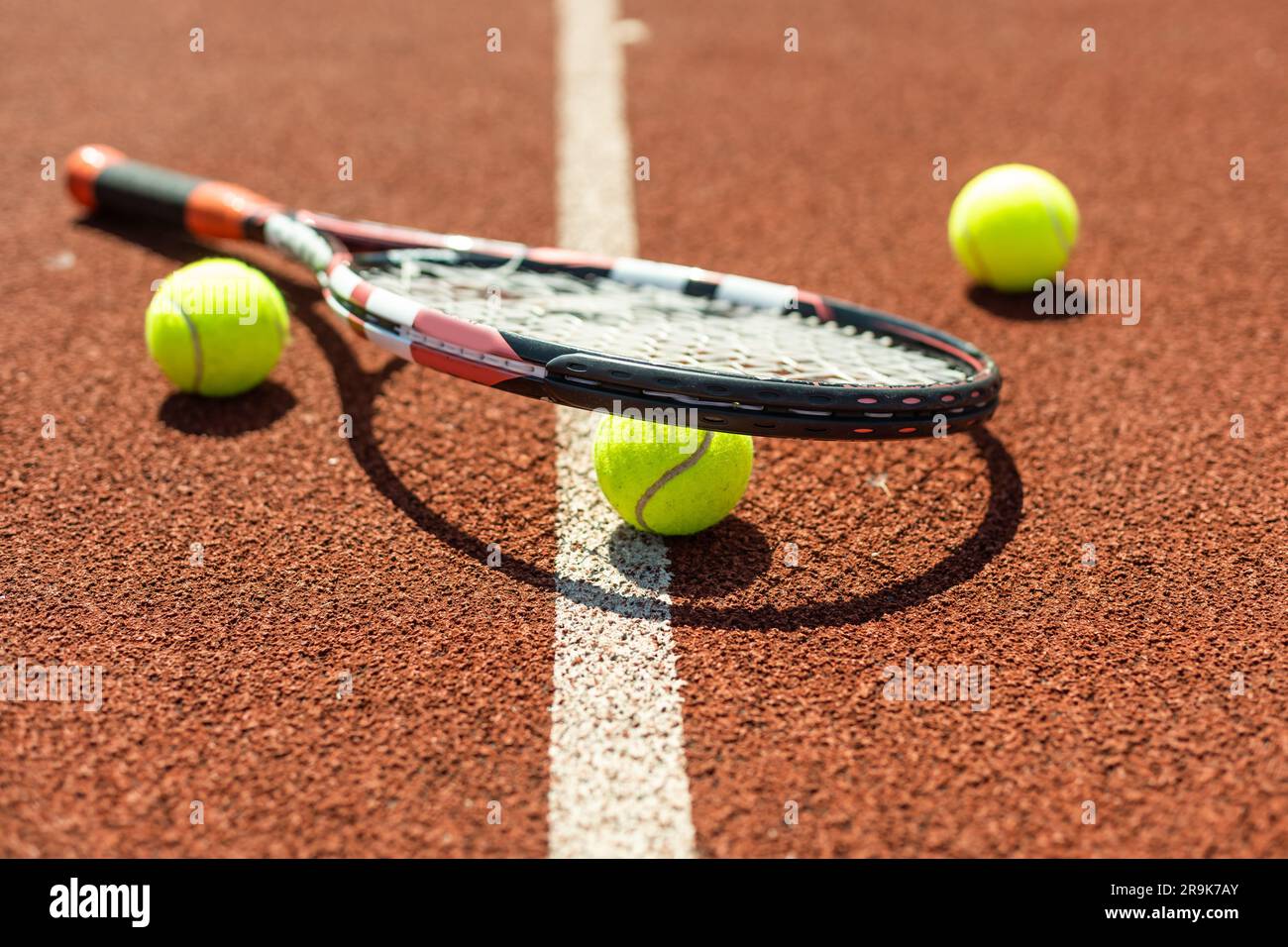 Tennis racket and balls, flat lay. Space for text Stock Photo - Alamy