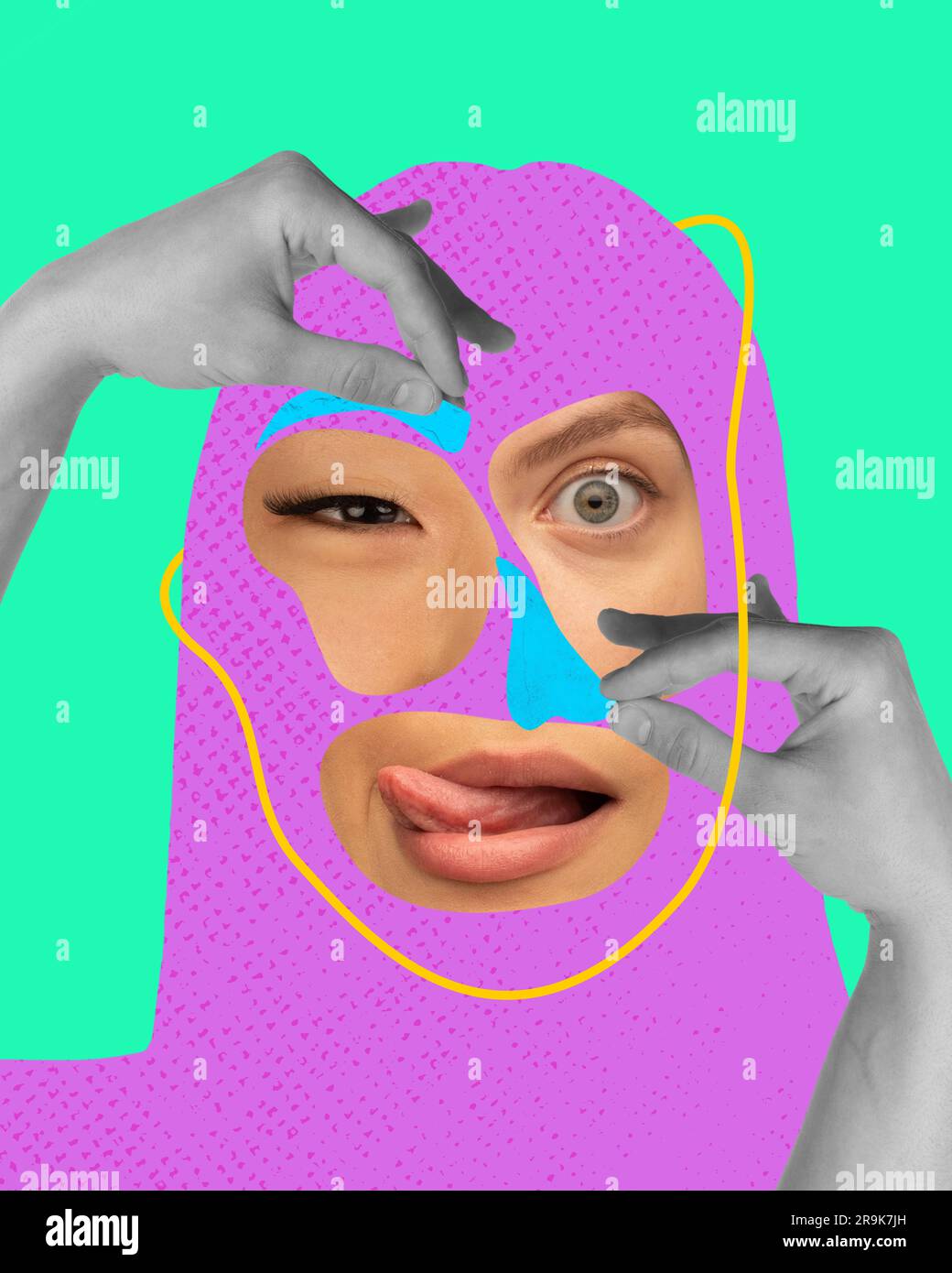 Desire. Human face, facial expression made of diverse people face parts ...