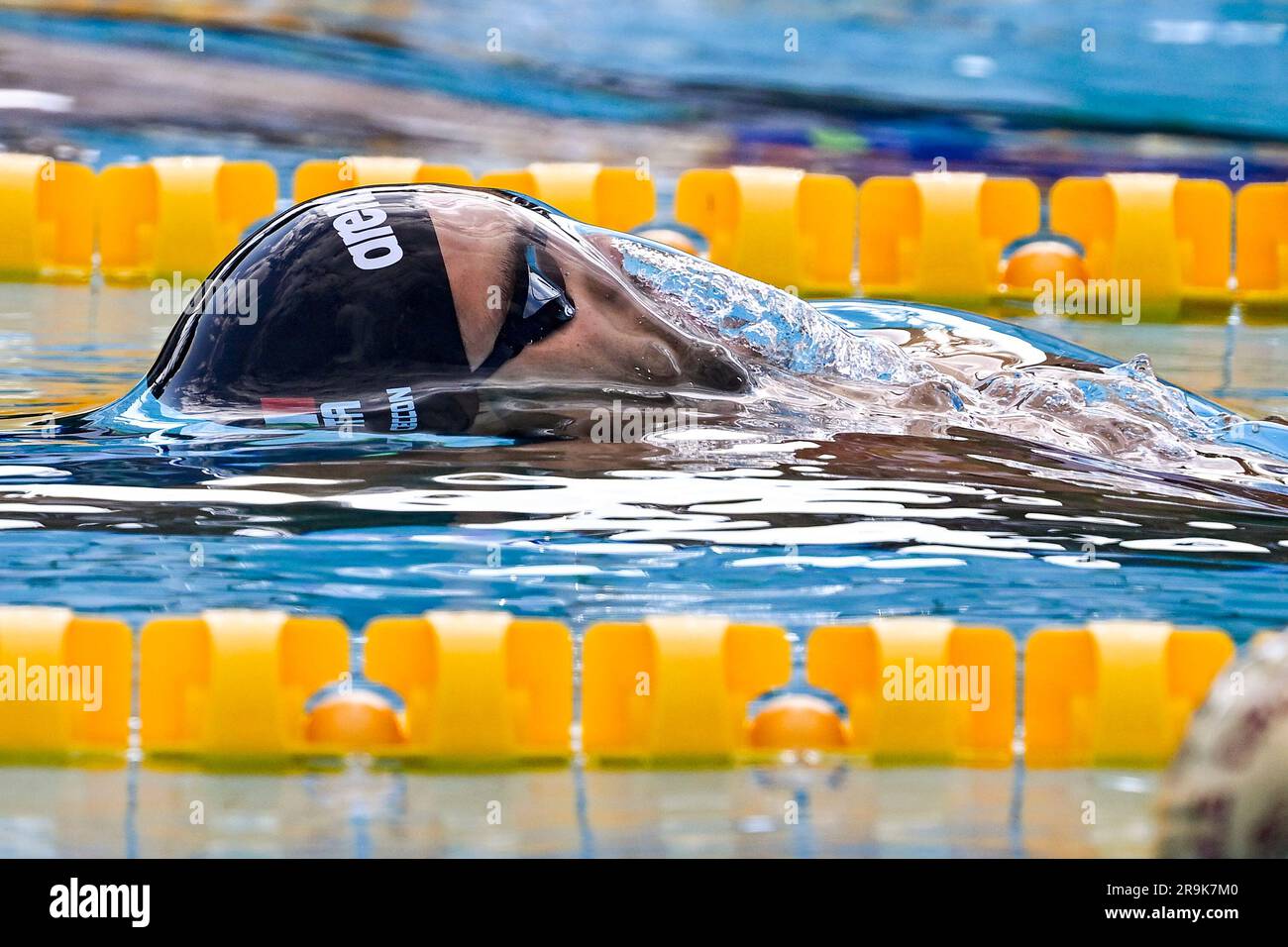 Thomas Ceccon of Italy competes in the 50m Backstroke Men Final during ...