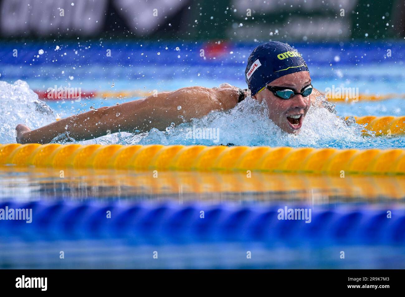 Louise Hansson of Sweden competes in the 100m Butterfly Women Final ...