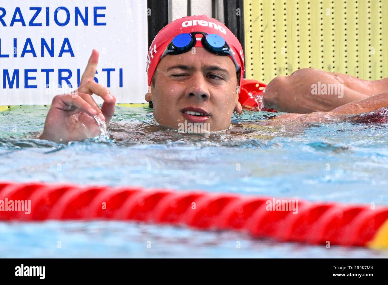 Noe' Ponti of Switzerland reacts after compete in the 200m Butterfly ...