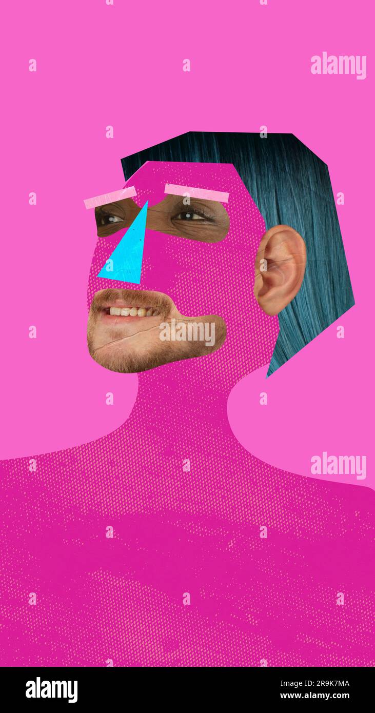 Surreal portrait. Human face, facial expression made of diverse people ...