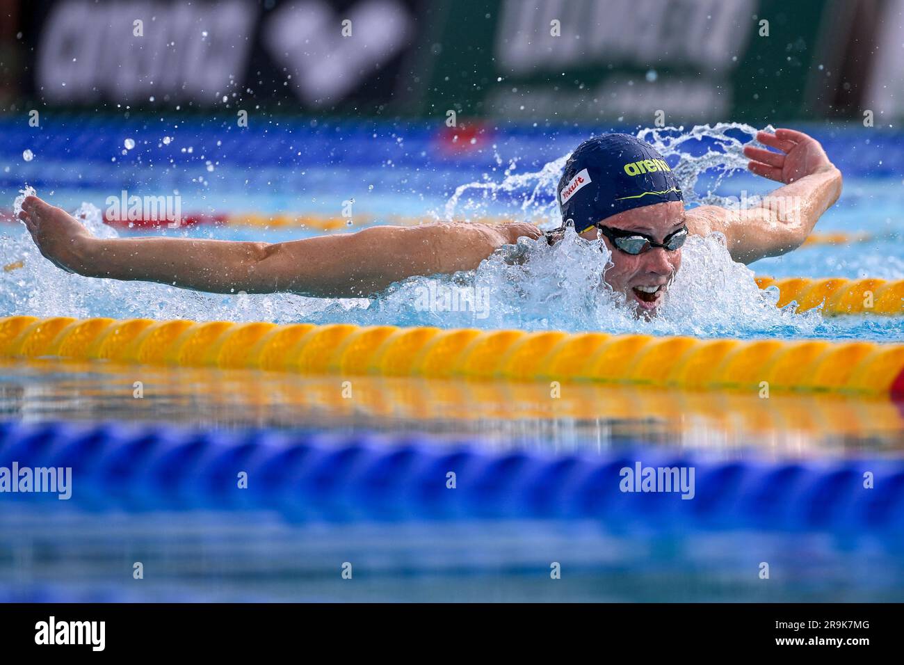 Louise Hansson of Sweden competes in the 100m Butterfly Women Final ...
