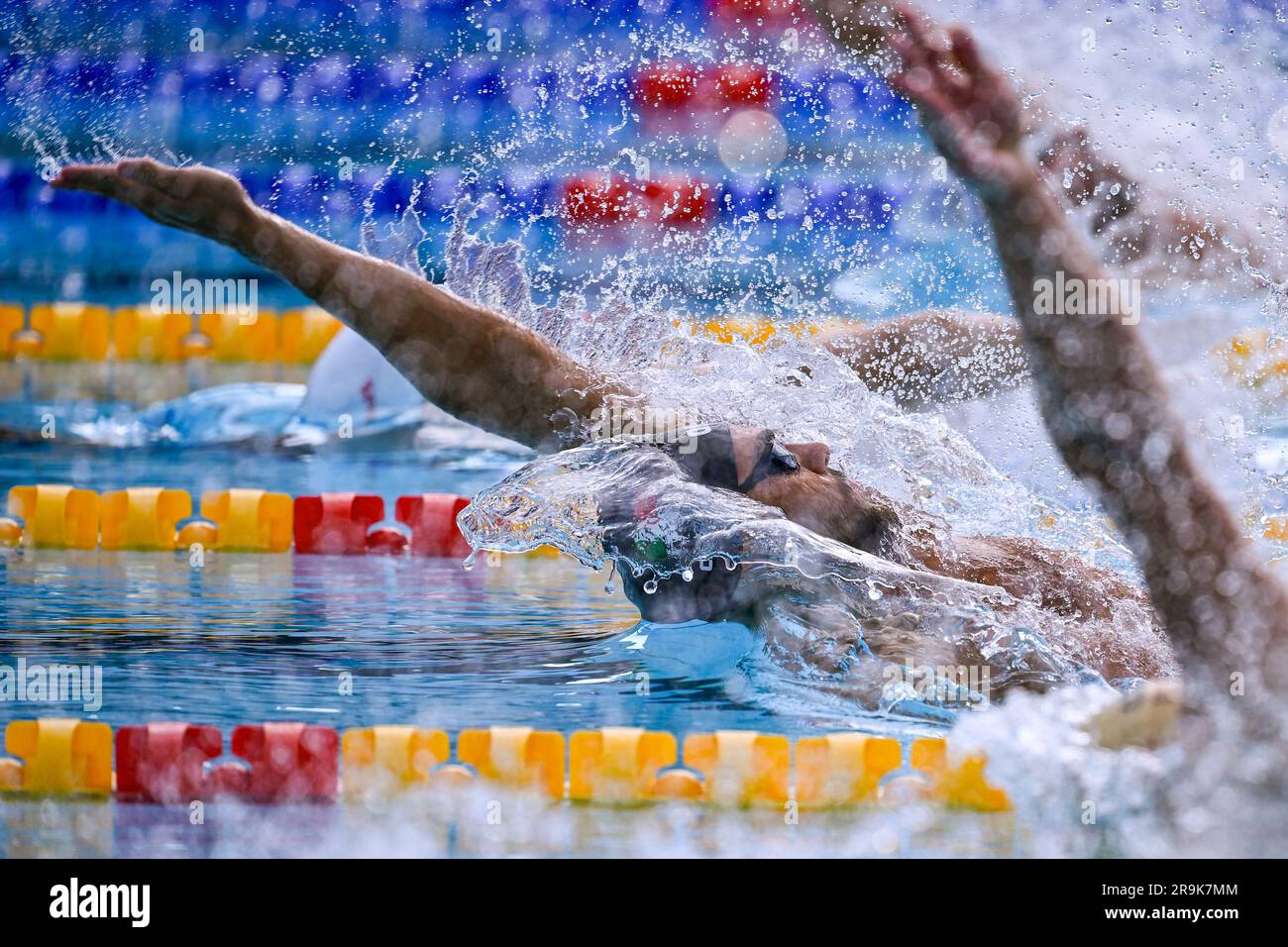 Thomas Ceccon of Italy competes in the 50m Backstroke Men Final during ...