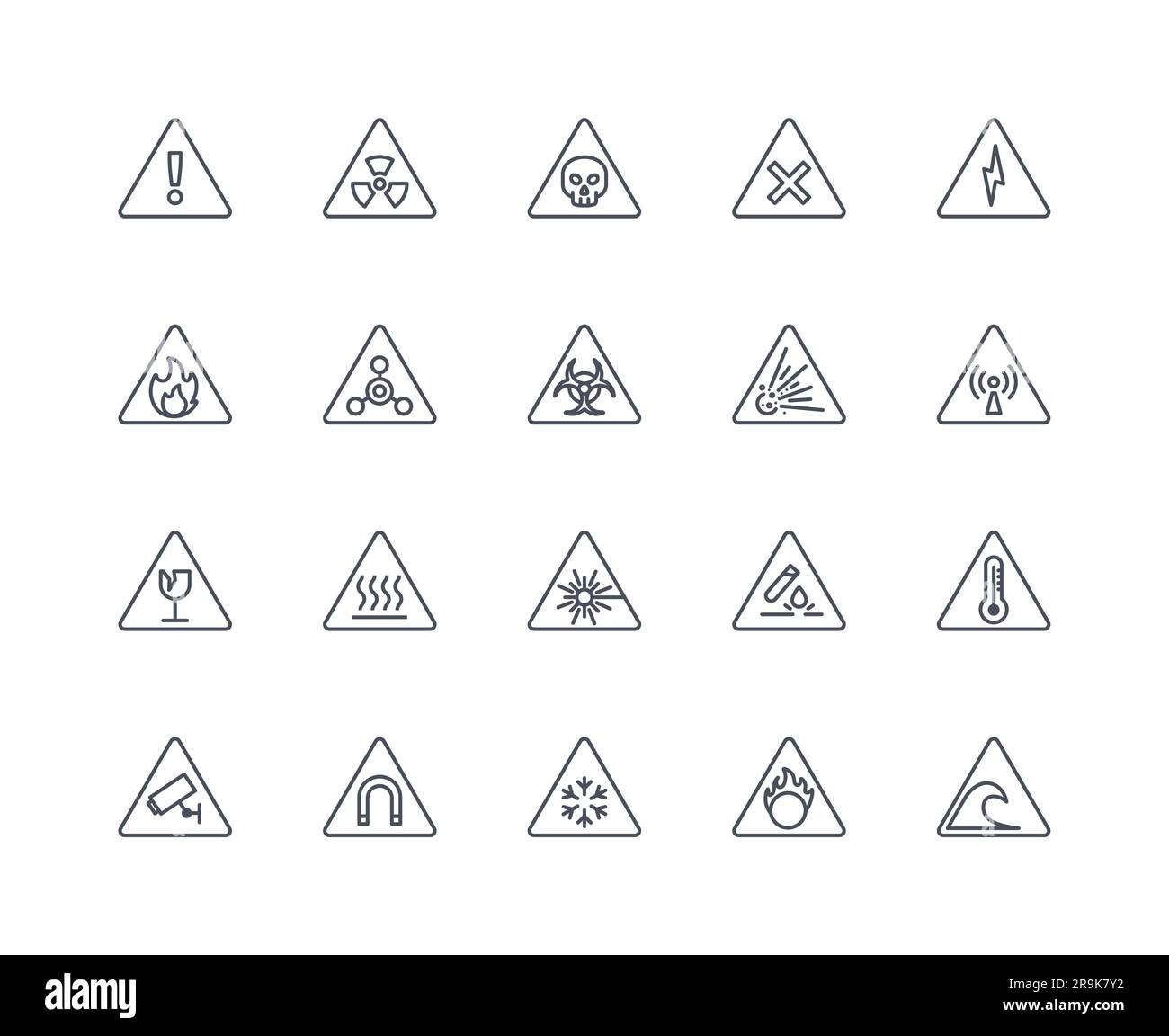 Danger and warning icons outline set Stock Vector Image & Art - Alamy