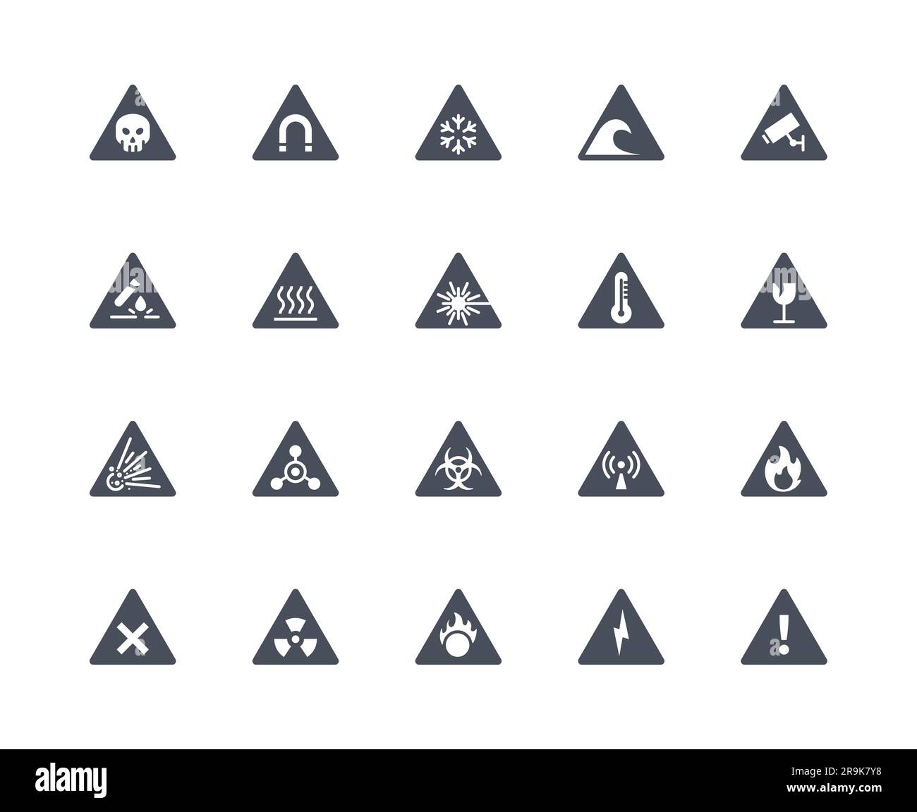 Danger and warning icons black set Stock Vector Image & Art - Alamy